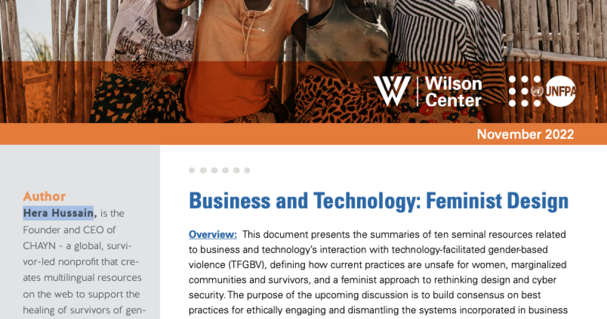 Technology-facilitated Gender-based Violence: Feminist Design | Wilson ...